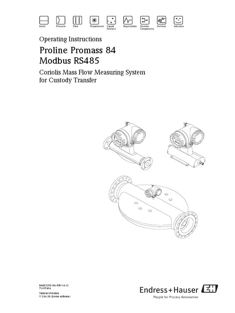 Endress+Hauser Proline Promass 84 Modbus RS485 - Operation | PDF | Pipe ...