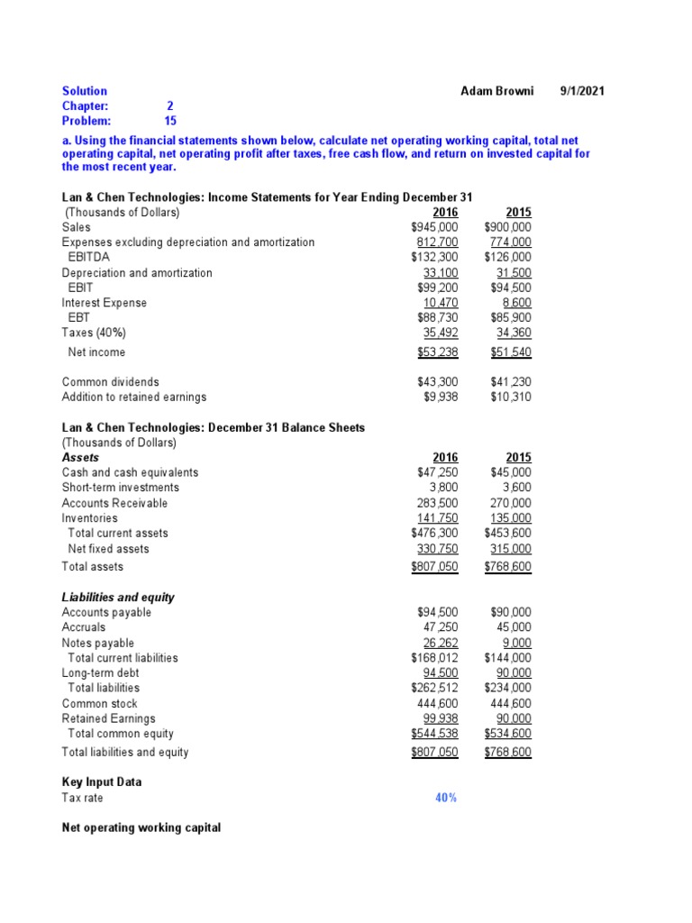Browning - Ch02 P15 Build A Model | PDF | Equity (Finance) | Market (Economics)