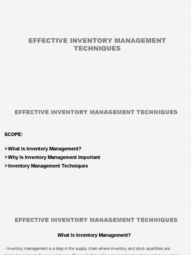 Inventory MAnagement Techniques | PDF | Inventory | Retail