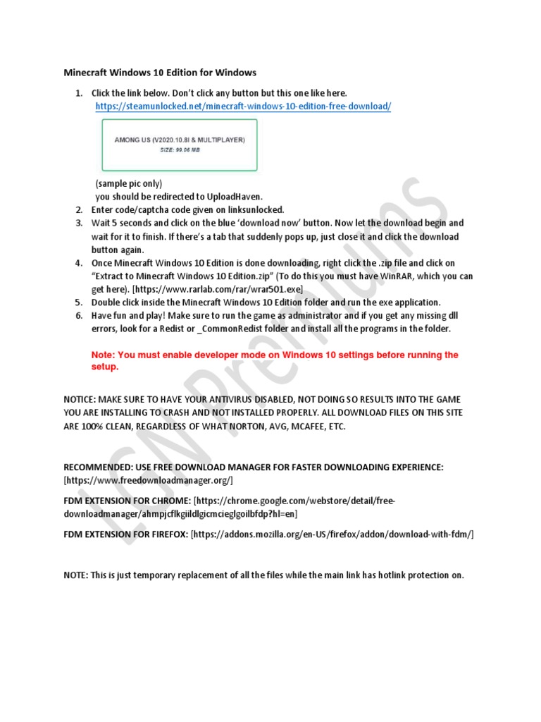 Minecraft Windows 10 Edition | PDF