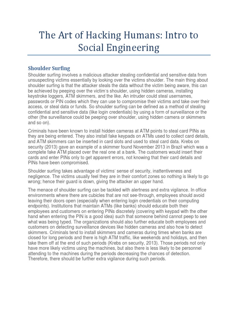 The Art of Hacking Humans: Intro To Social Engineering: Shoulder ...