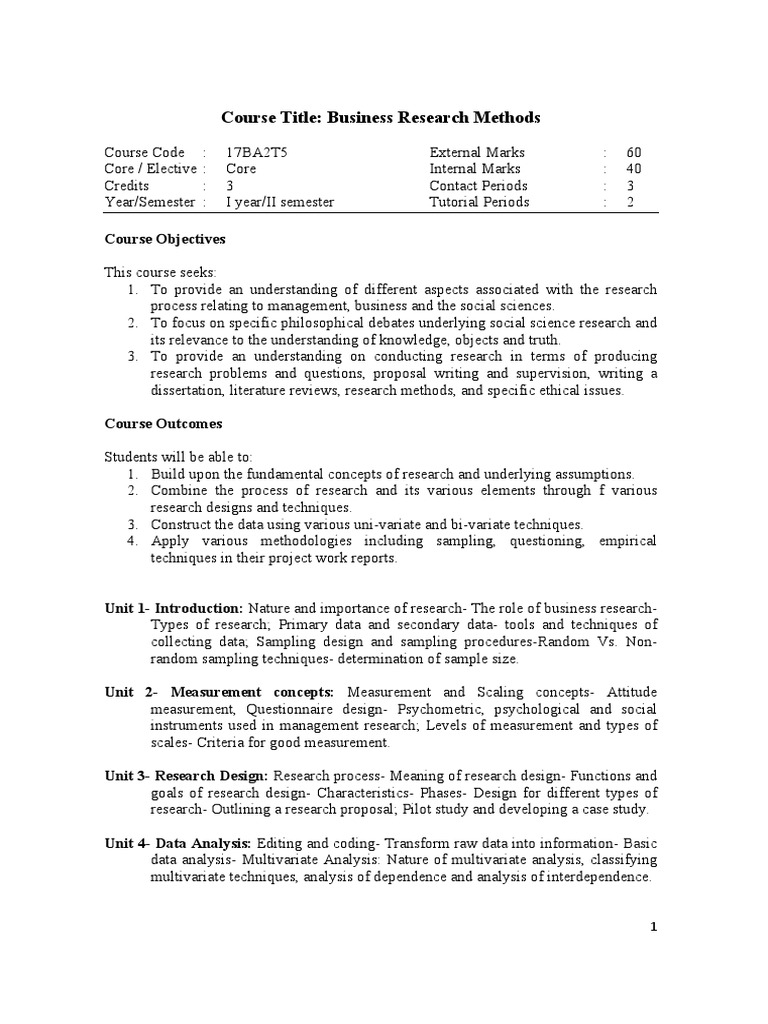Course Title: Business Research Methods | PDF | Science | Cognition