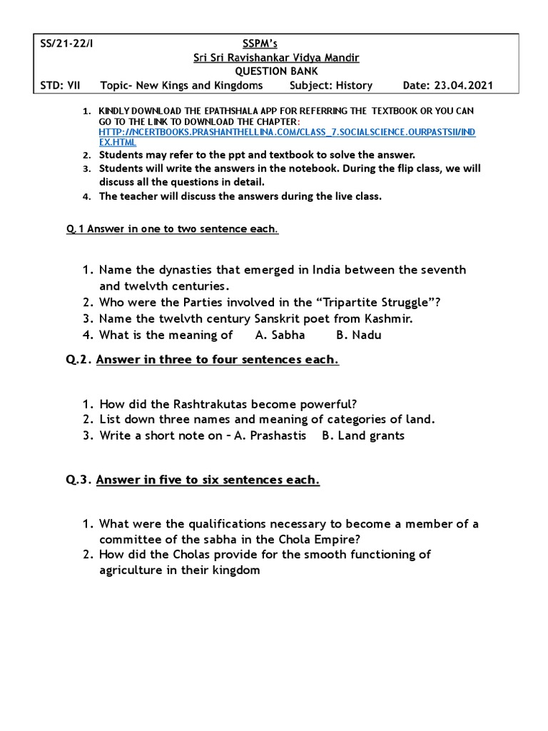 2021-04-23 History Std7 Chapter-2 New Kings and Kingdoms | PDF