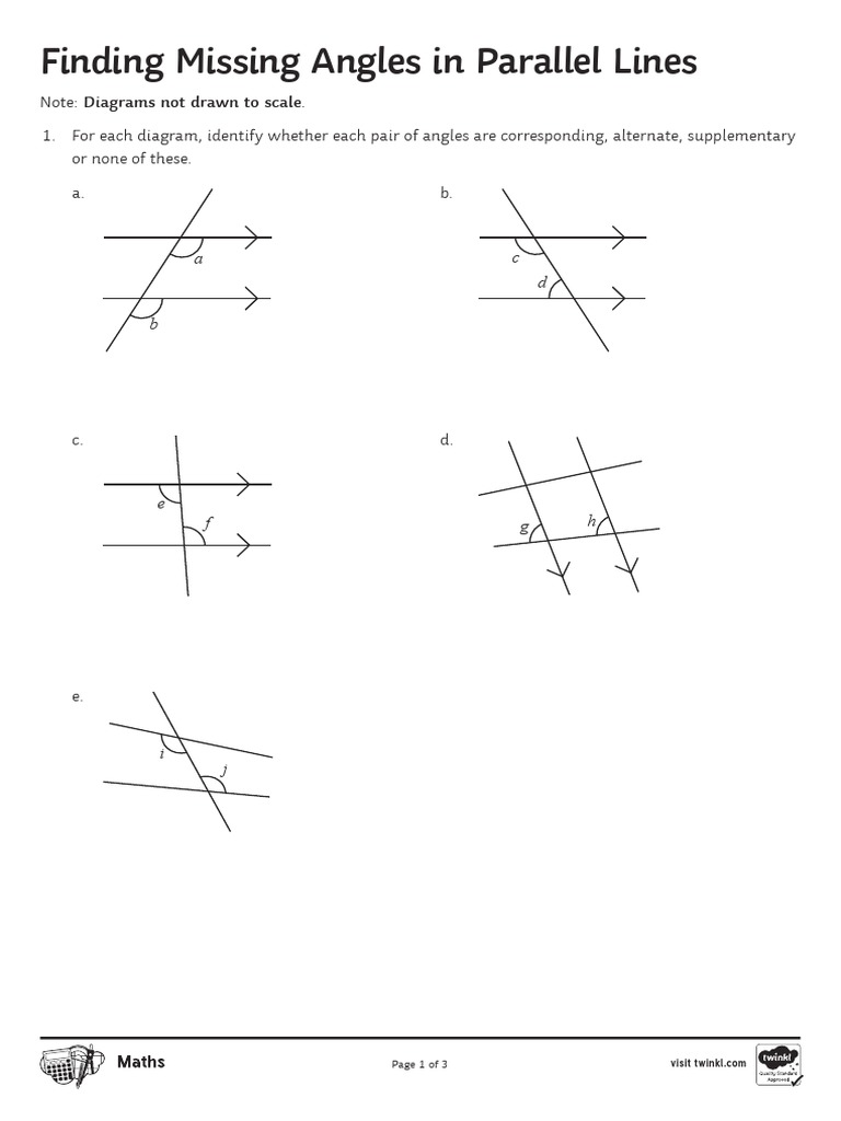 t3 M 4747 Finding Missing Angles in Parallel Lines Worksheet English ...