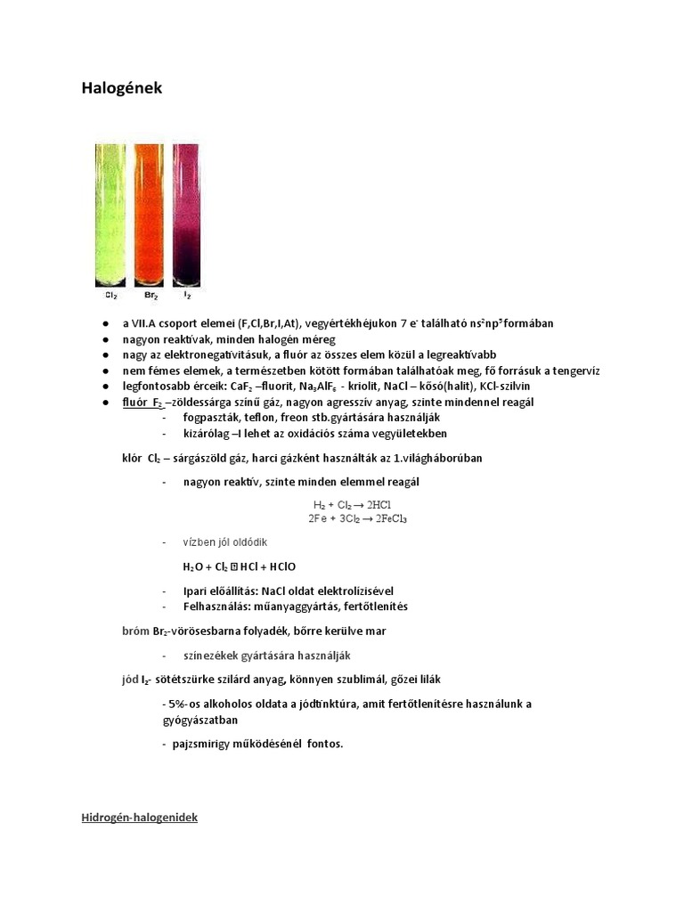 Halogének | PDF