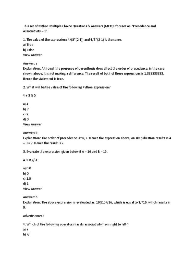 Python test1-QB-CA1 | PDF | Class (Computer Programming) | Python ...