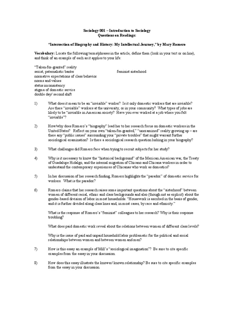 Romero Reading Questions | PDF | Chicano | Sociology