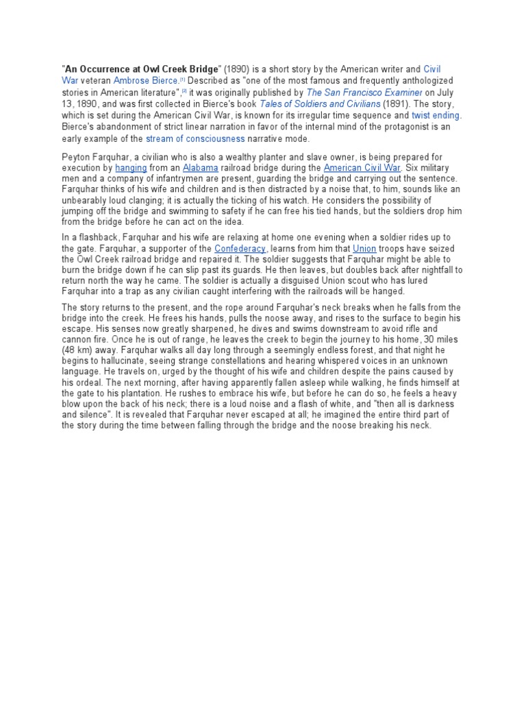 An Occurrence at Owl Creek Bridge | PDF