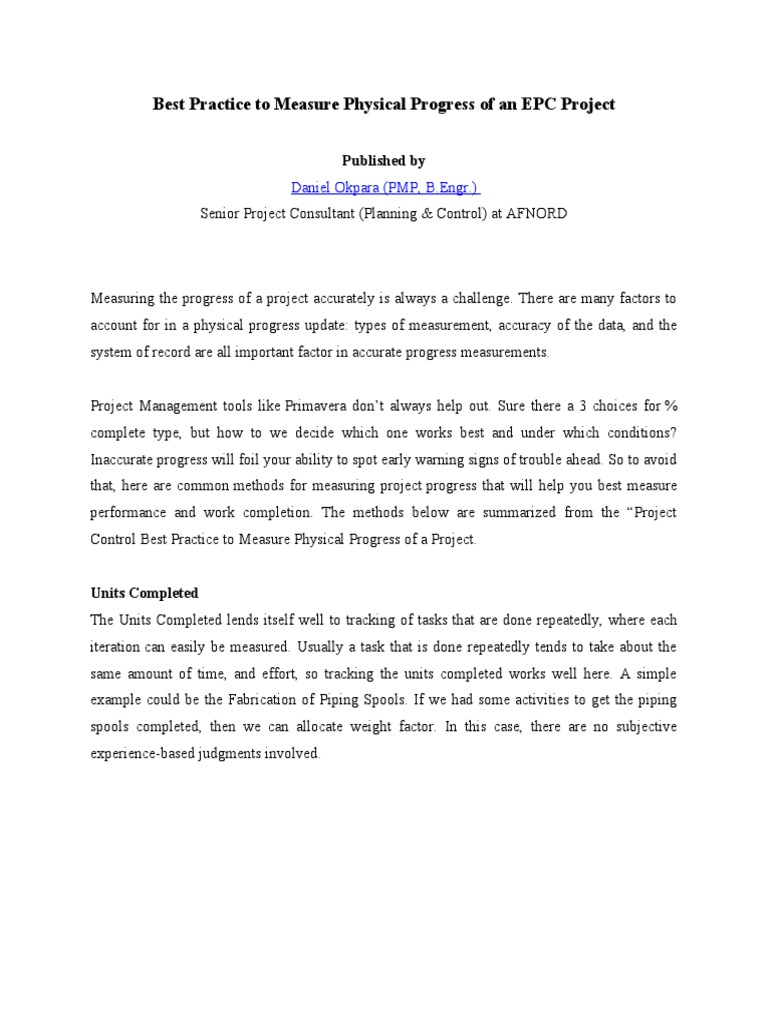 Best Practice To Measure Physical Progress of An EPC Project | PDF ...