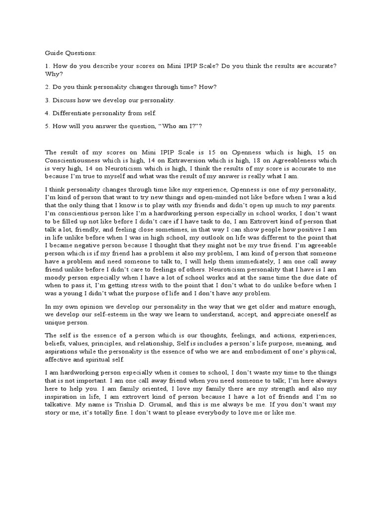 Understanding The Self Essay | PDF | Extraversion And Introversion | Self