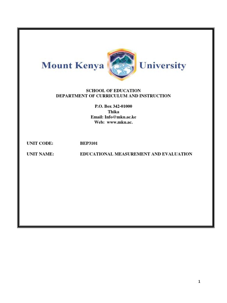 School of Education Department of Curriculum and Instruction P.O. Box 342-01000 Thika Email ...