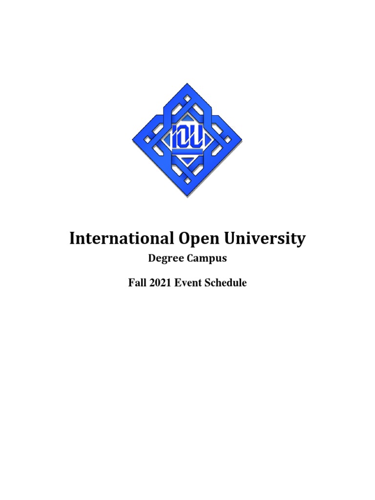 International Open University: Degree Campus Fall 2021 Event Schedule ...