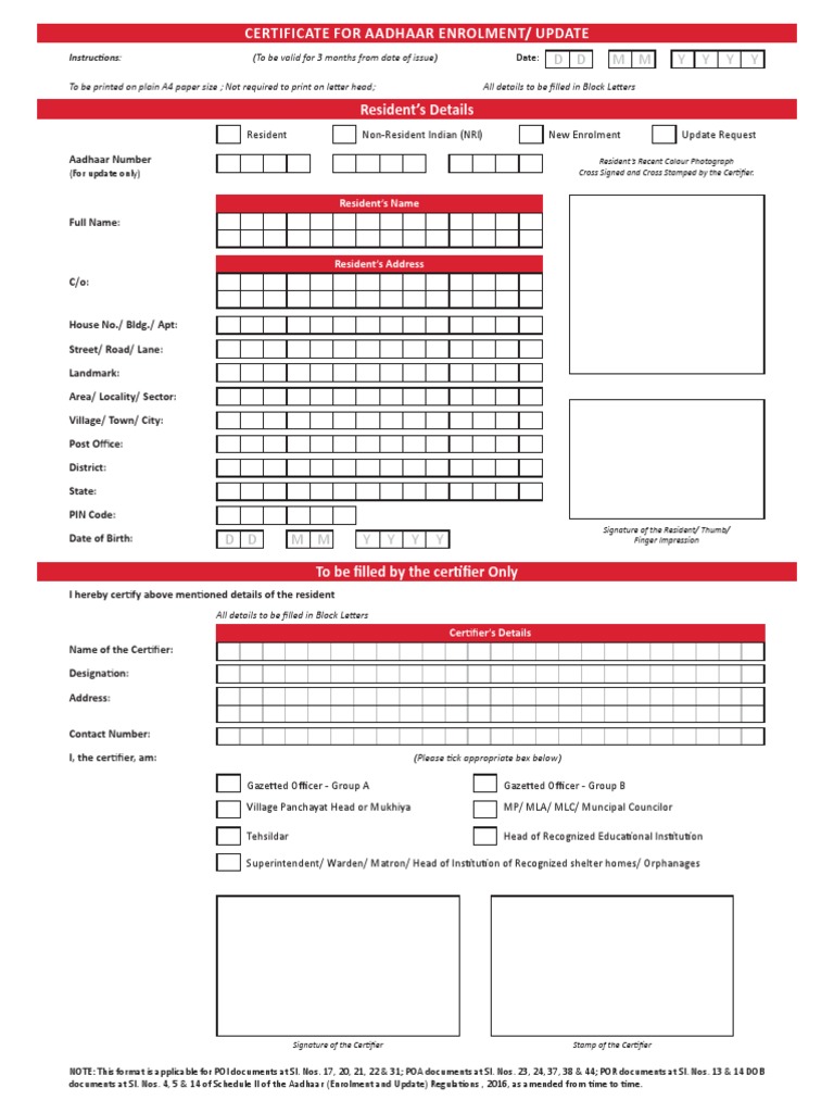 Certificate For Aadhaar Update | PDF | Security Technology | Computer ...