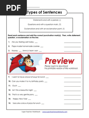 Types Of Sentences Worksheets Pdf