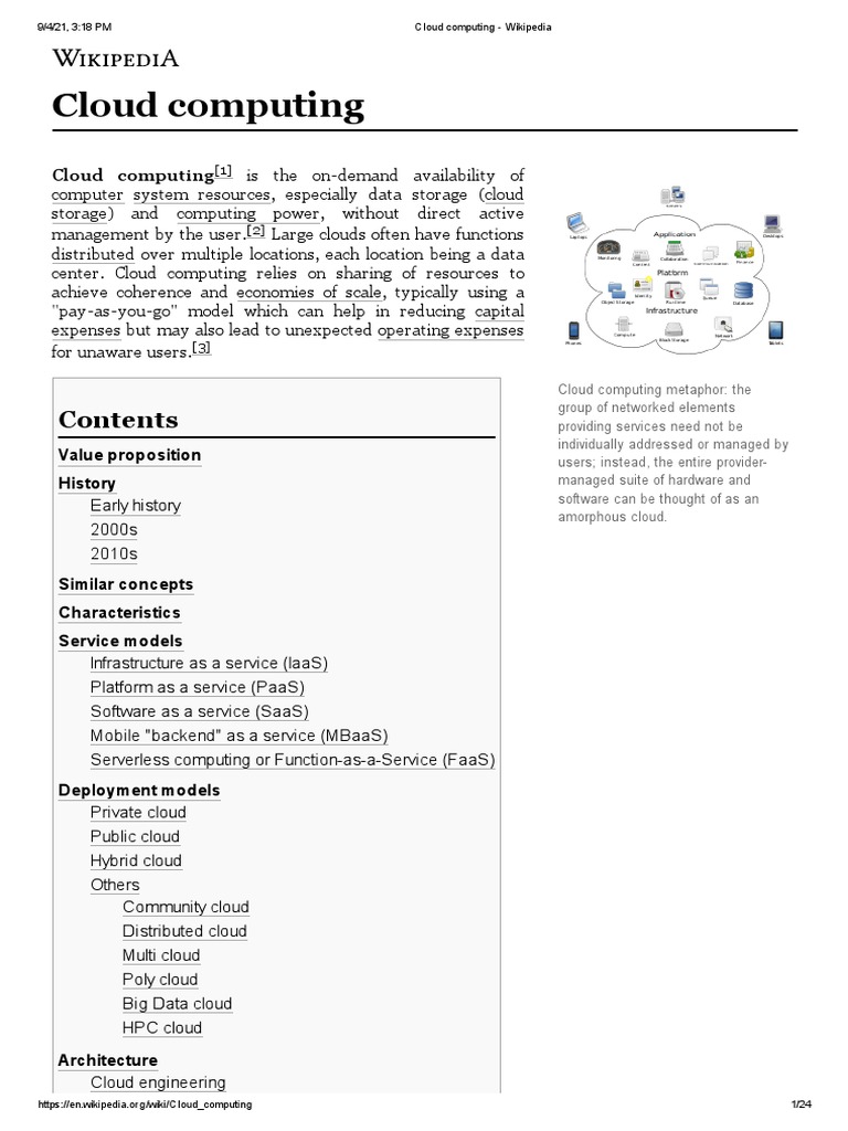 Cloud Computing - Wikipedia | PDF | Cloud Computing | Platform As A Service