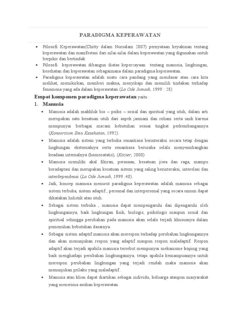 Paradigma Keperawatan | PDF