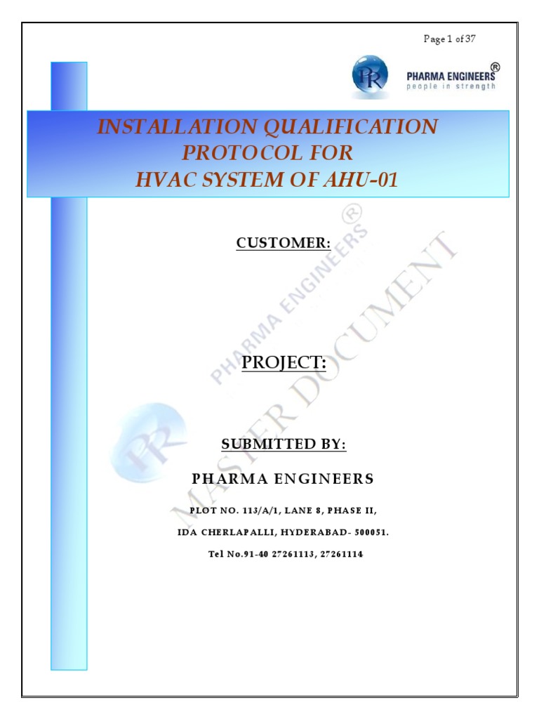 7.2 Installation Qualification Protocol For Air Handling Unit | PDF | Duct (Flow) | Filtration