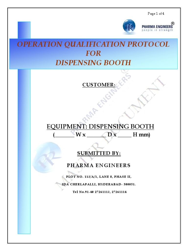 8.3 Operation Qualification Protocol For Dispensing Booth | PDF | Verification And Validation ...