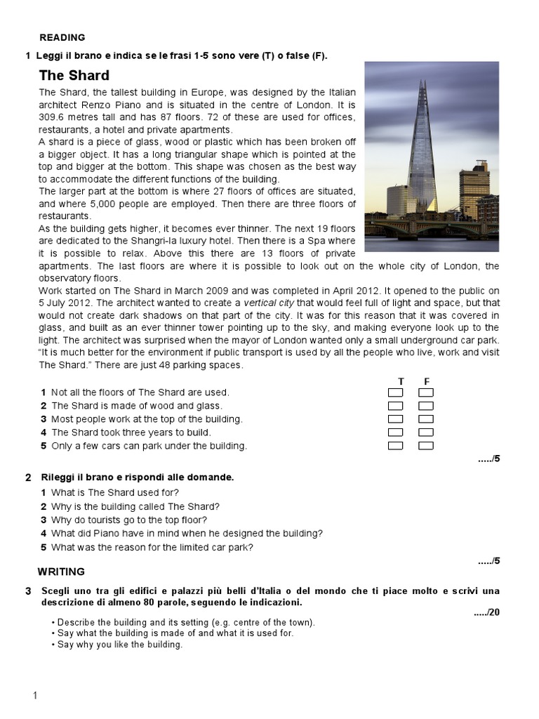 Skill Test The Shard | PDF | Buildings And Structures