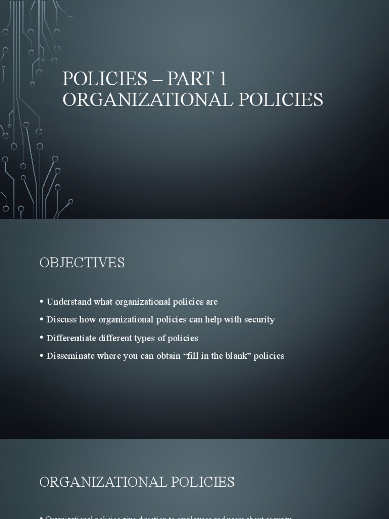 Policies - Part 1 Organizational Policies | PDF