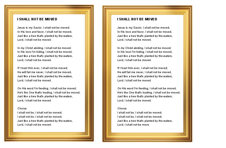 I Shall Not Be Moved Lyrics | PDF