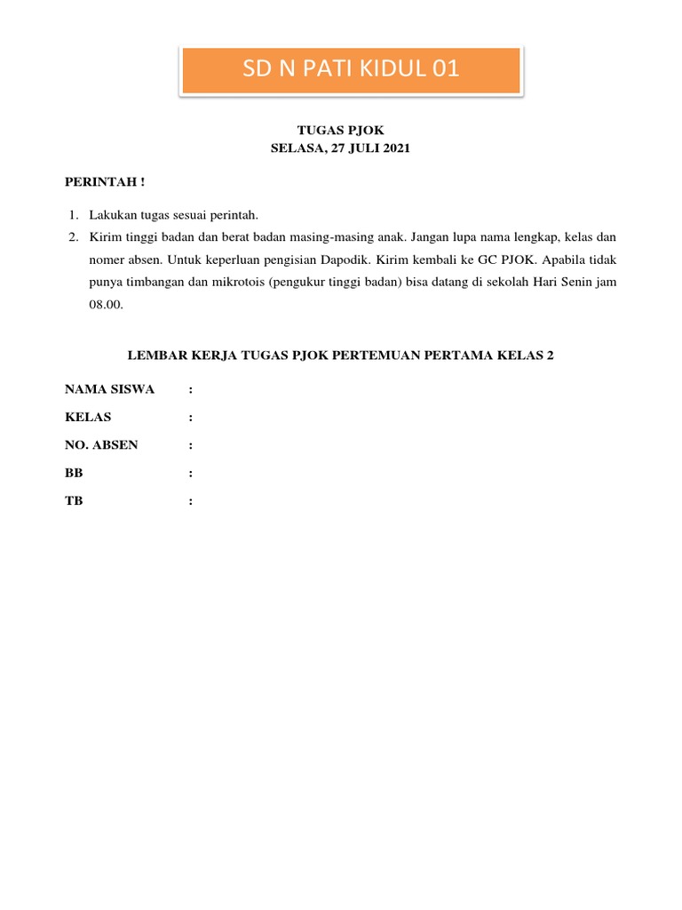 Tugas Pjok Kelas 2 | PDF