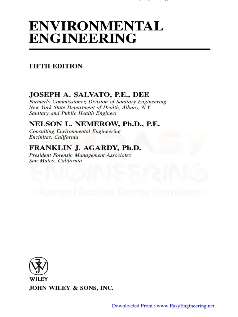 ENVIRONMENTAL ENGINEERING by Joseph A. Salvato, Nelson L | PDF | Sewage ...