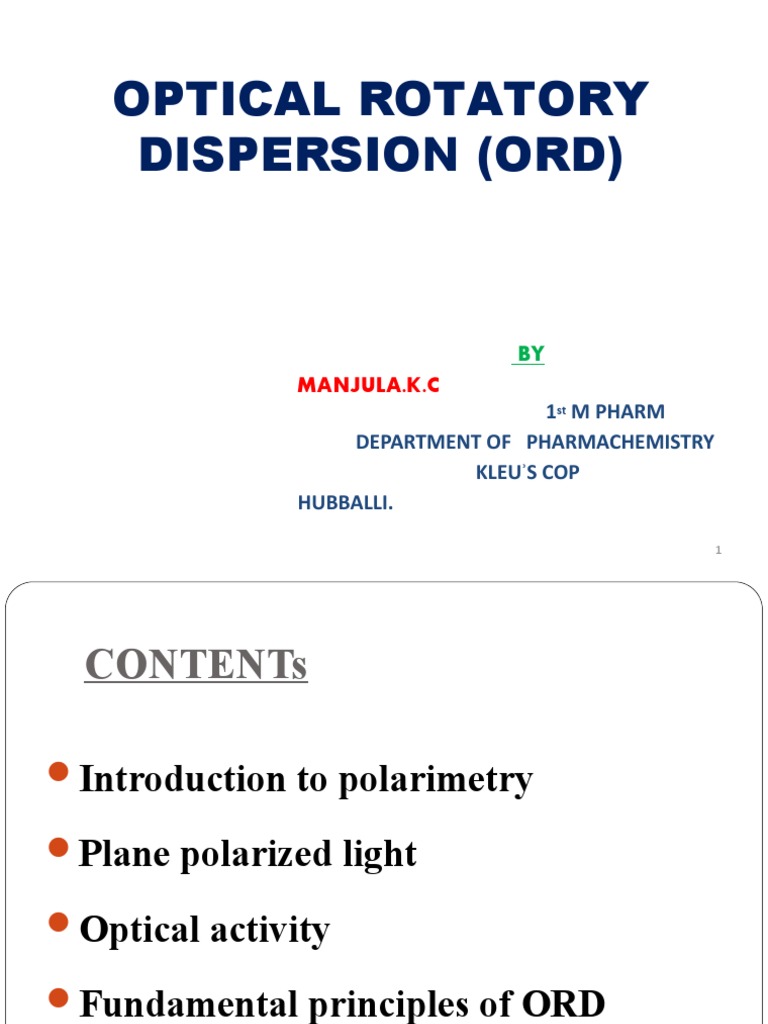 Optical Rotatory Dispersion | PDF | Polarization (Waves) | Optics