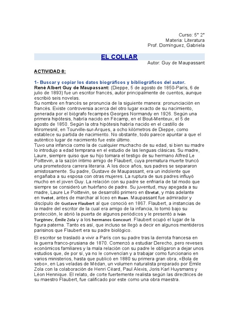 El Collar | PDF | Historia | Ficción general