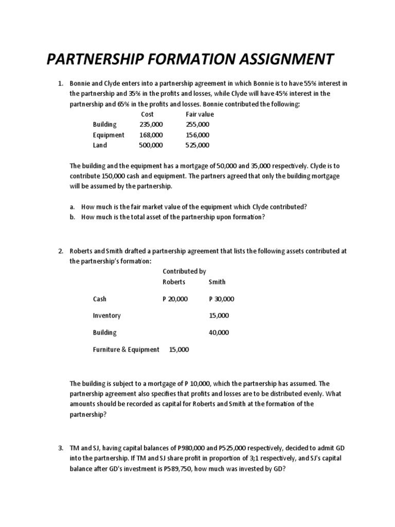 Partnership Formation Assignment | PDF | Partnership | Interest