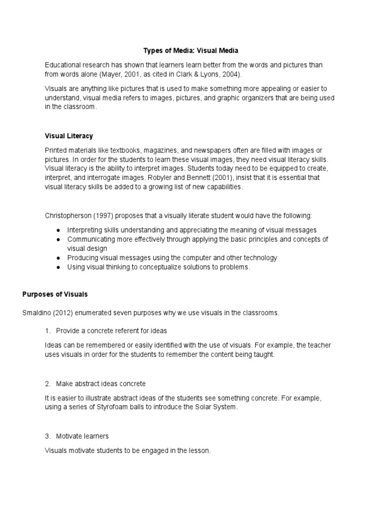 Types of Media (Visual Media) | PDF | Map | Camera