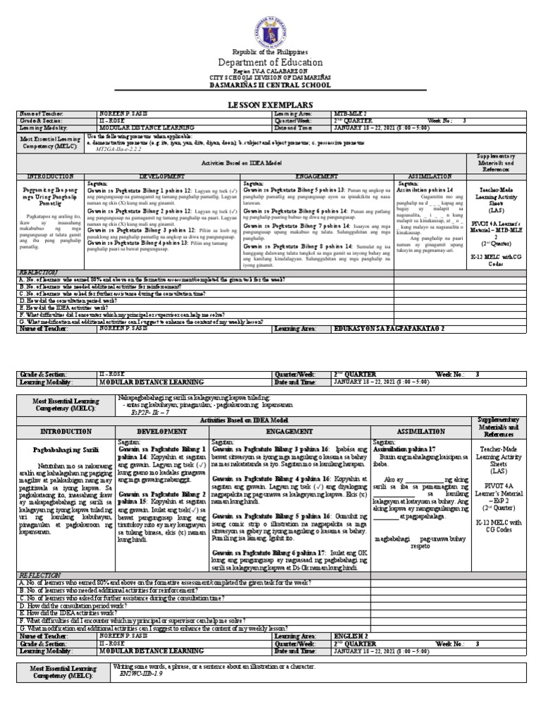 Lesson Exemplar 2nd QTR Week 3 | PDF