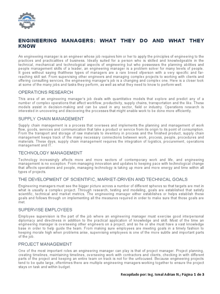 Engineering Feed - Engineering Managers - What They Do and What They ...