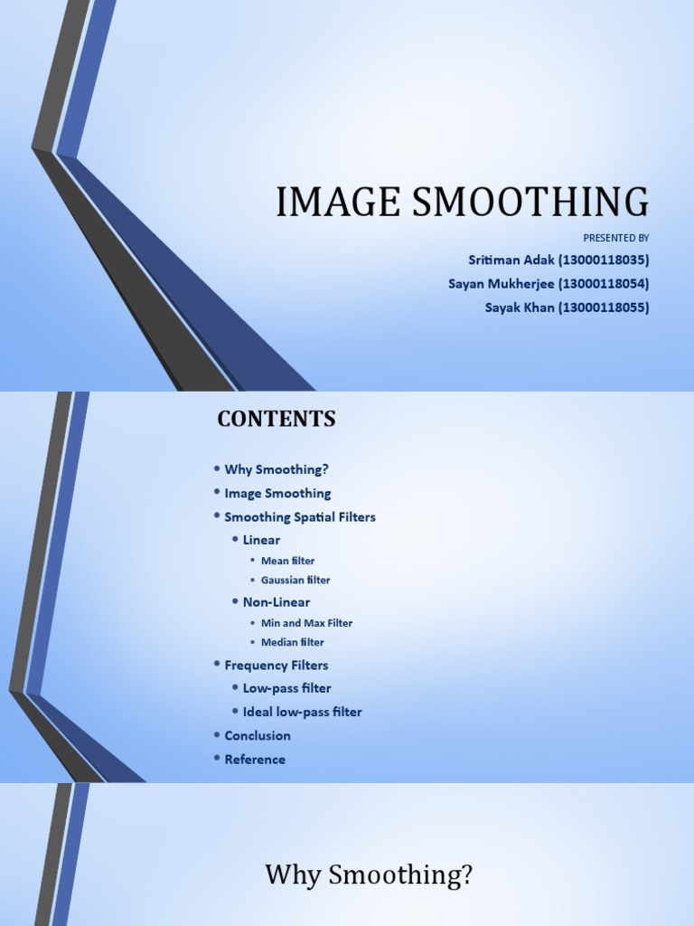 Group 3-Image Smoothing - Sayak Khan | PDF | Filter (Signal Processing ... Group 3-Image Smoothing - Sayak Khan | PDF | Filter (Signal Processing ...