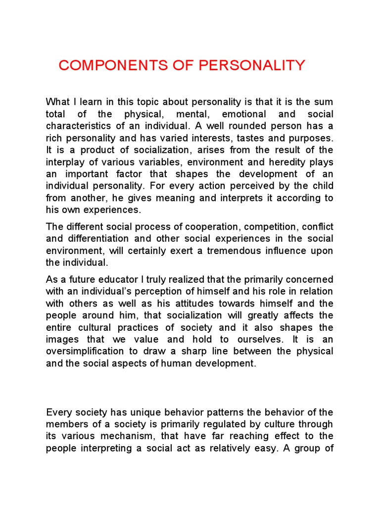 Components of Personality | Download Free PDF | Curriculum | Learning