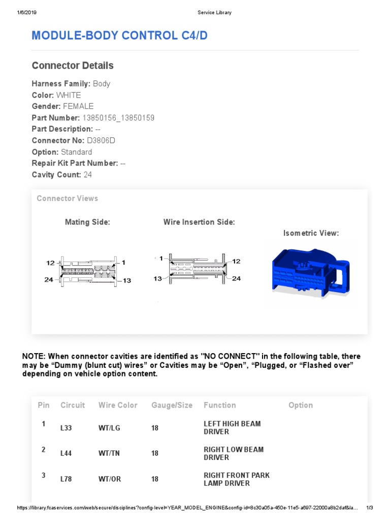 Module-Body Control C4/D: Connector Details | PDF | Electrical ...