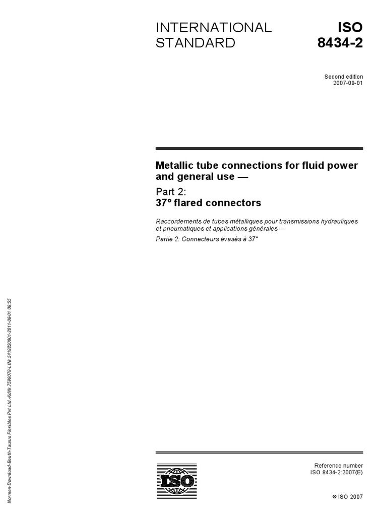 Iso 8434-2 37 Degrees | PDF | Pipe (Fluid Conveyance) | Screw