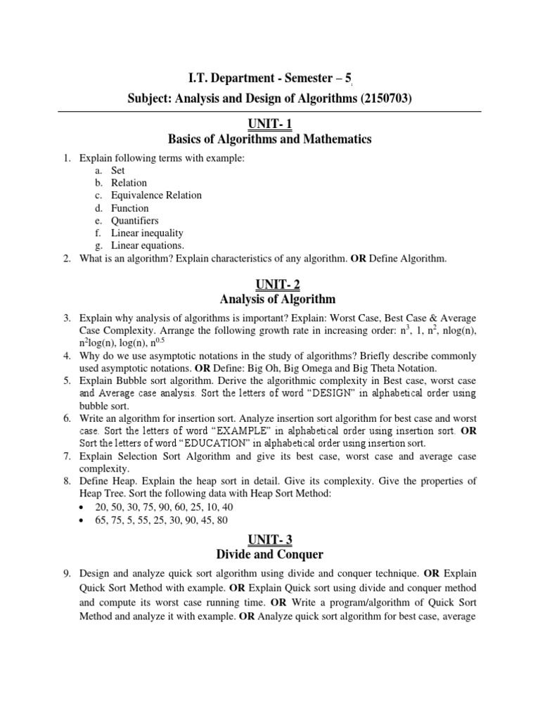 IMP Questions ADA | PDF | Dynamic Programming | Matrix (Mathematics)