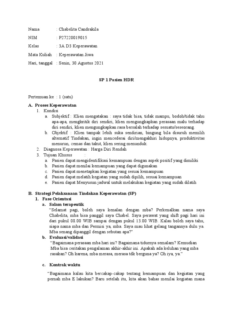 SP 1 Pasien HDR | PDF