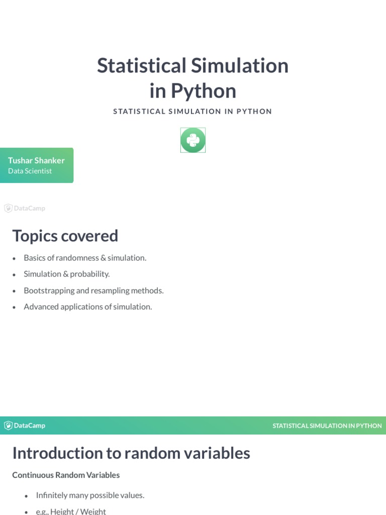 Slide Python Statistical Simulation In Python Pdf Resampling Statistics Statistics 