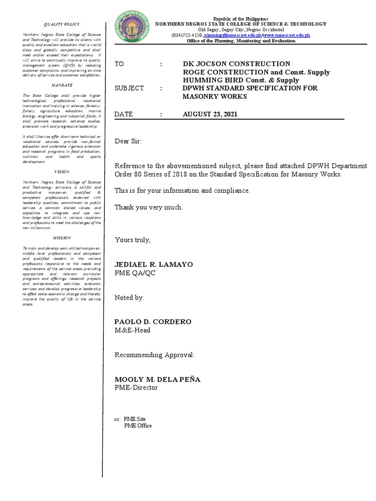 DPWH DO 80 Series 2018 | PDF | Leadership