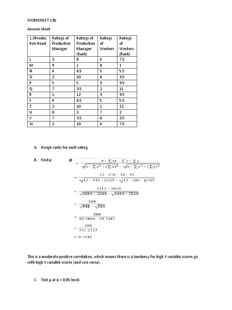 WORKSHEET 13b Answer Sheet | PDF | Data Analysis | Multivariate Statistics