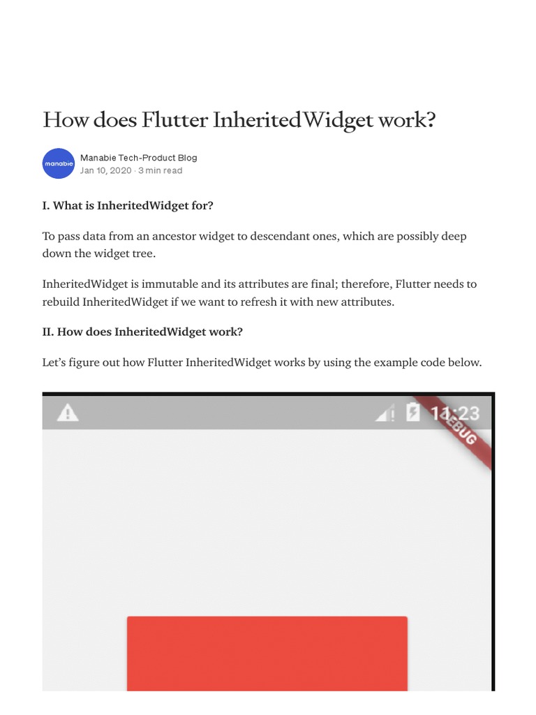 How Does Flutter InheritedWidget Work - by Manabie Tech-Product Blog - Manabie - Medium | PDF ...
