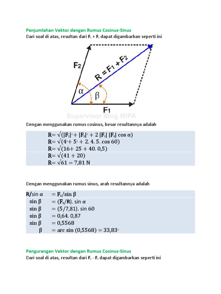 Penjumlahan dan Pengurangan Vektor | PDF