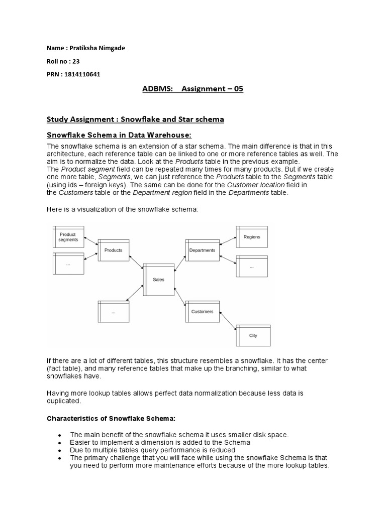 ADBMS: Assignment - 05: Snowflake Schema in Data Warehouse | Download Free PDF | Data Warehouse ...