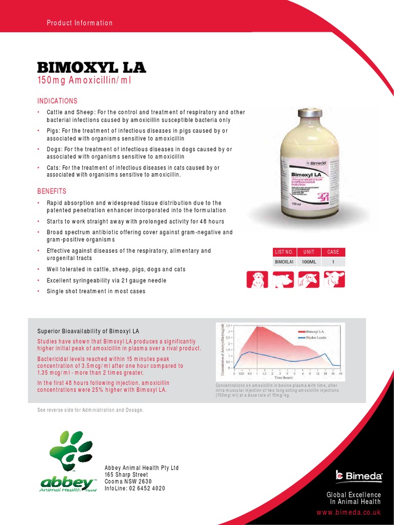 BIOMXYL LA - Datasheet - A4 | PDF | Injection (Medicine) | Cattle