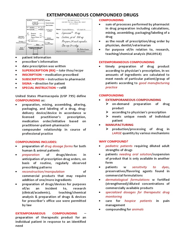1.1 Extemporaneous Compounded Drugs - HPRE | PDF | Medical Prescription ...