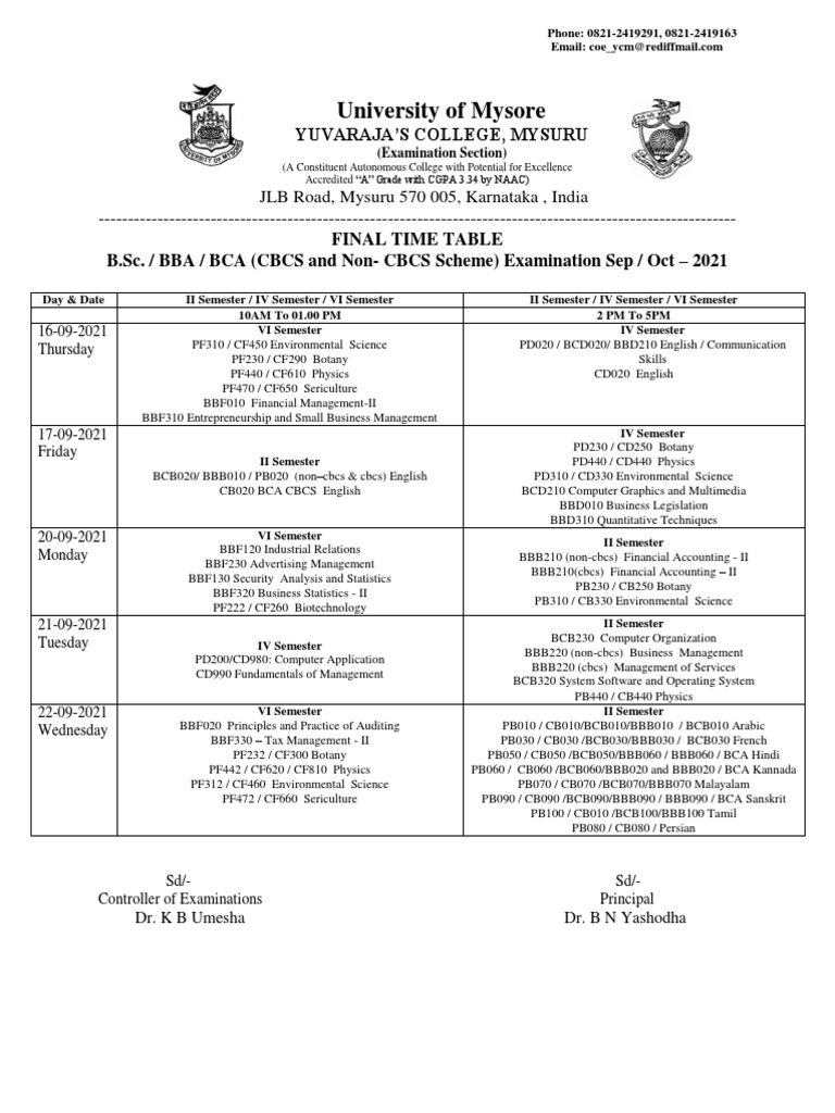 Final UG Time Table 2021 | PDF | Computing | Science And Technology