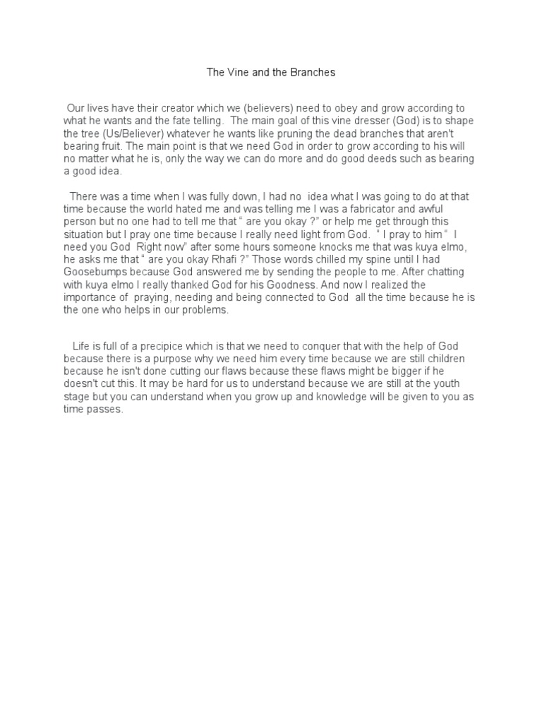 The Vine and The Branches | PDF | Self-Improvement