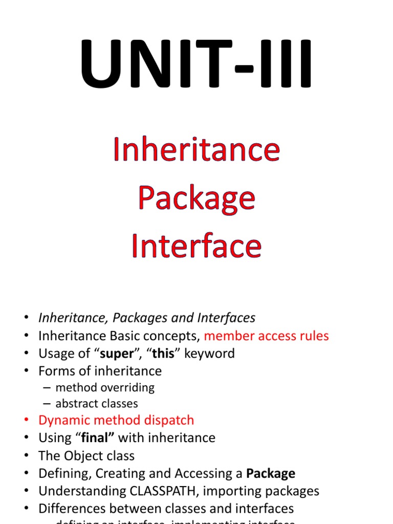Oops Unit Iii Pdf Inheritance Object Oriented Programming Class Computer Programming